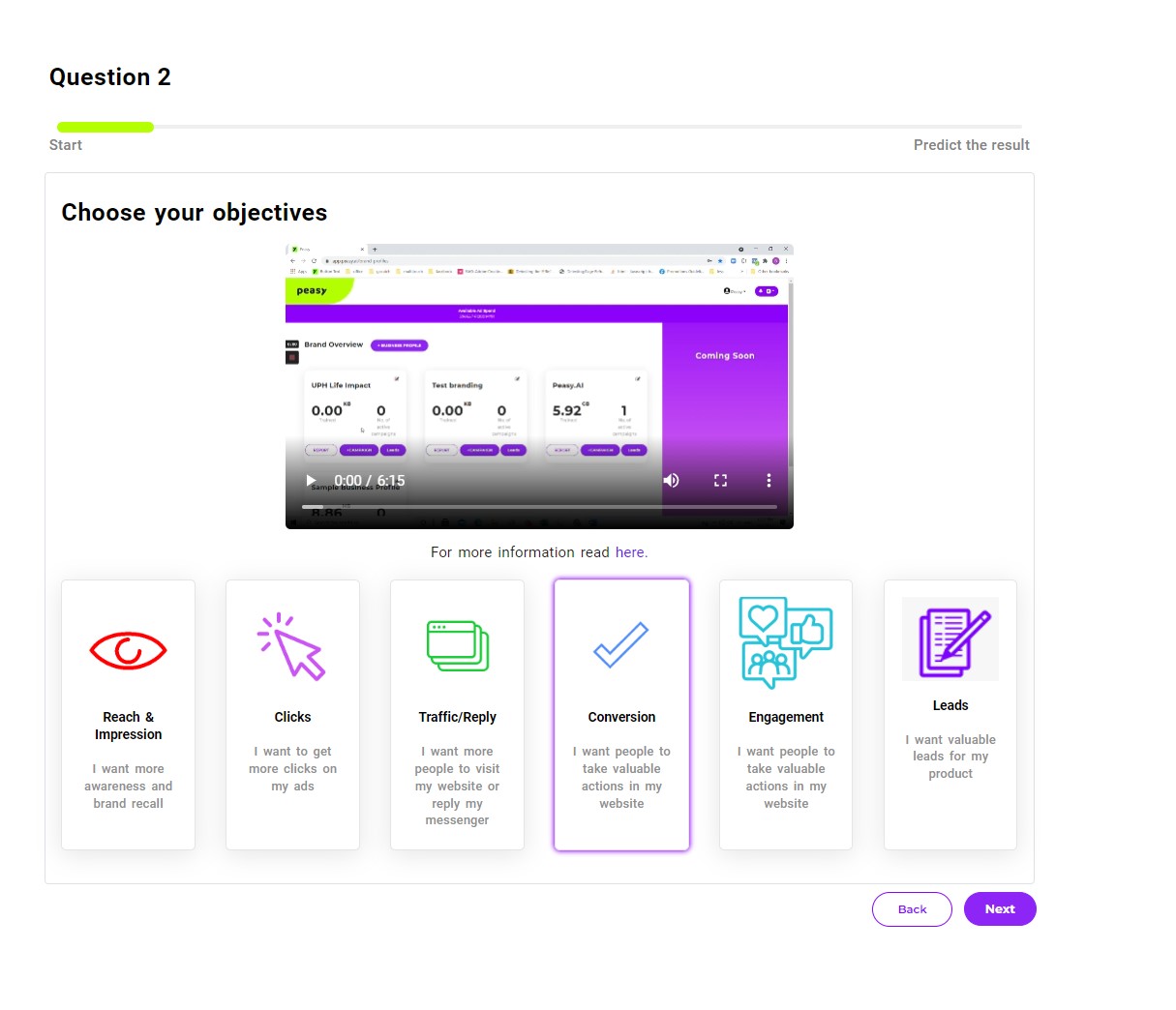 How to create a Conversion Campaign – Peasy